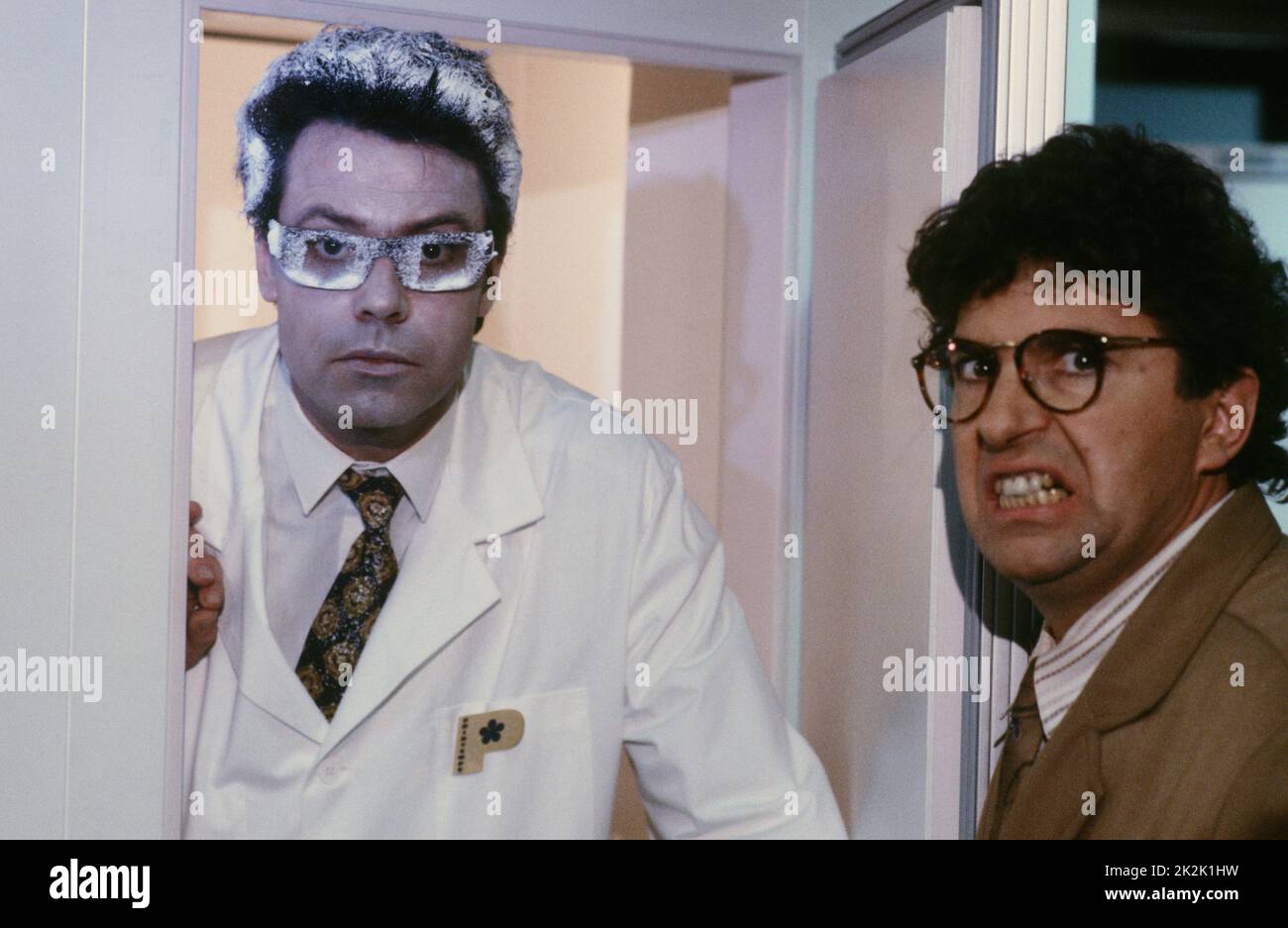 French humorists Michel Leeb and Michel Lagueyrie during a sketch in ...