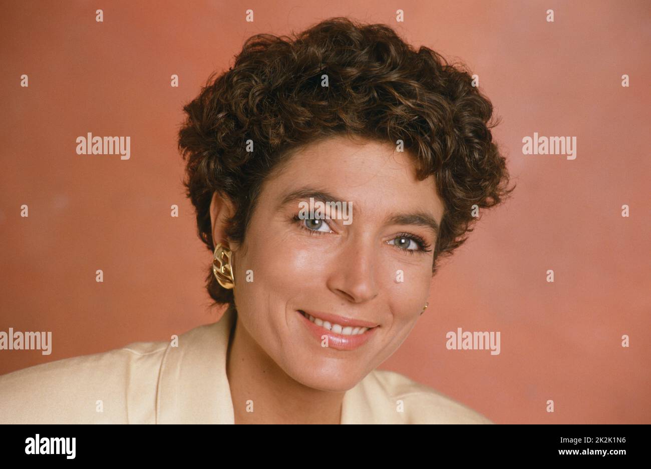 Studio portrait of French television presenter Marie-Ange Nardi ...