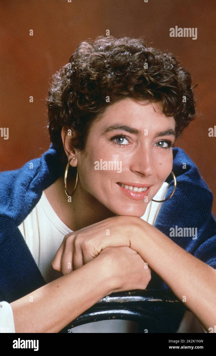Studio portrait of French television presenter Marie-Ange Nardi ...