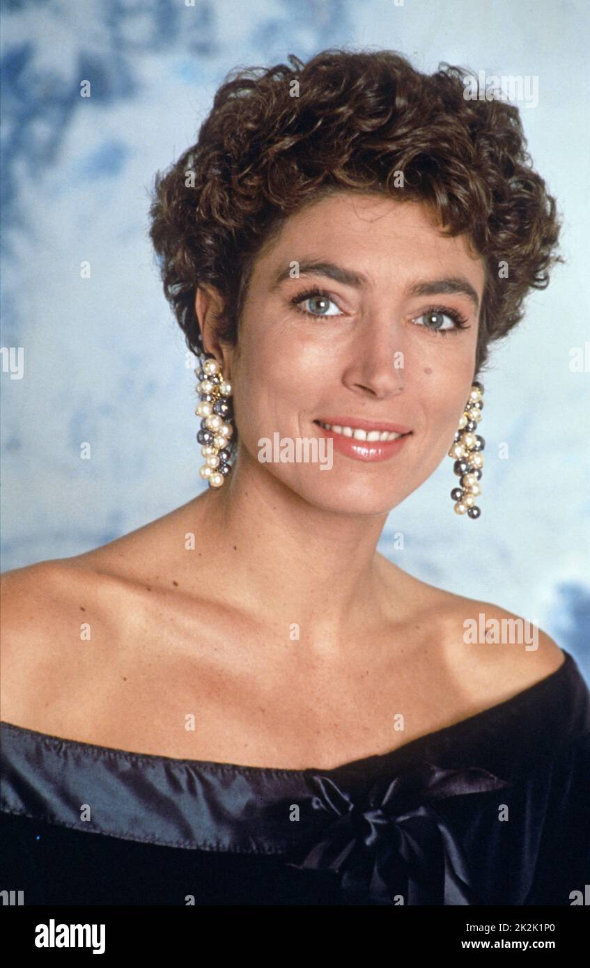 Studio portrait of French television presenter Marie-Ange Nardi ...
