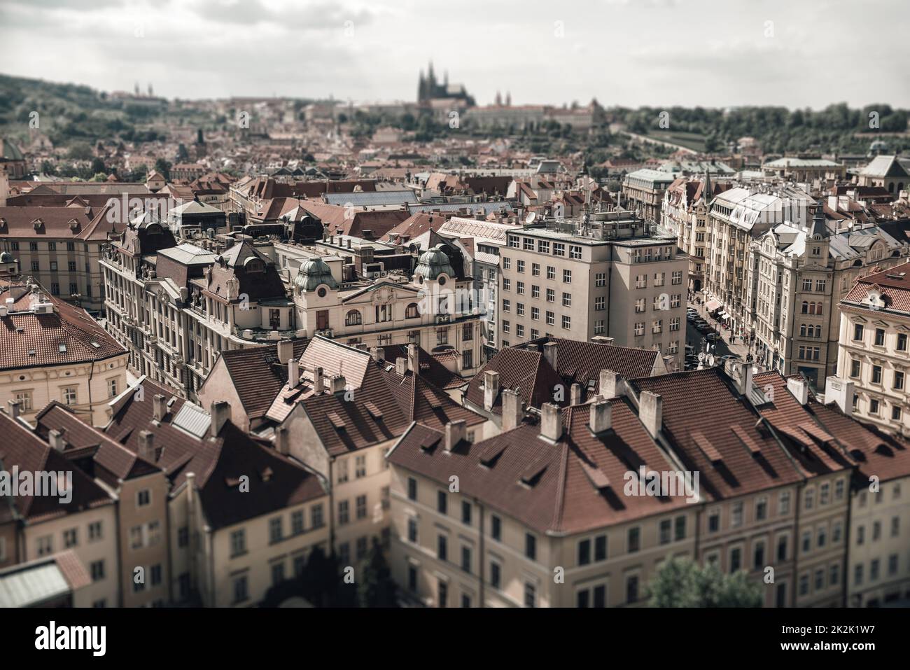 View of the rooftops around the old town square of Prague, Czech ...