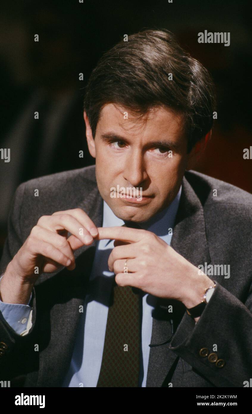 French writer and political advisor Alain Minc on the set of the ...