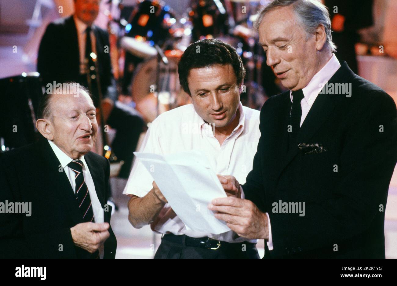 French actor Yves Montand, attending the TV show 'Champs Elysées ...