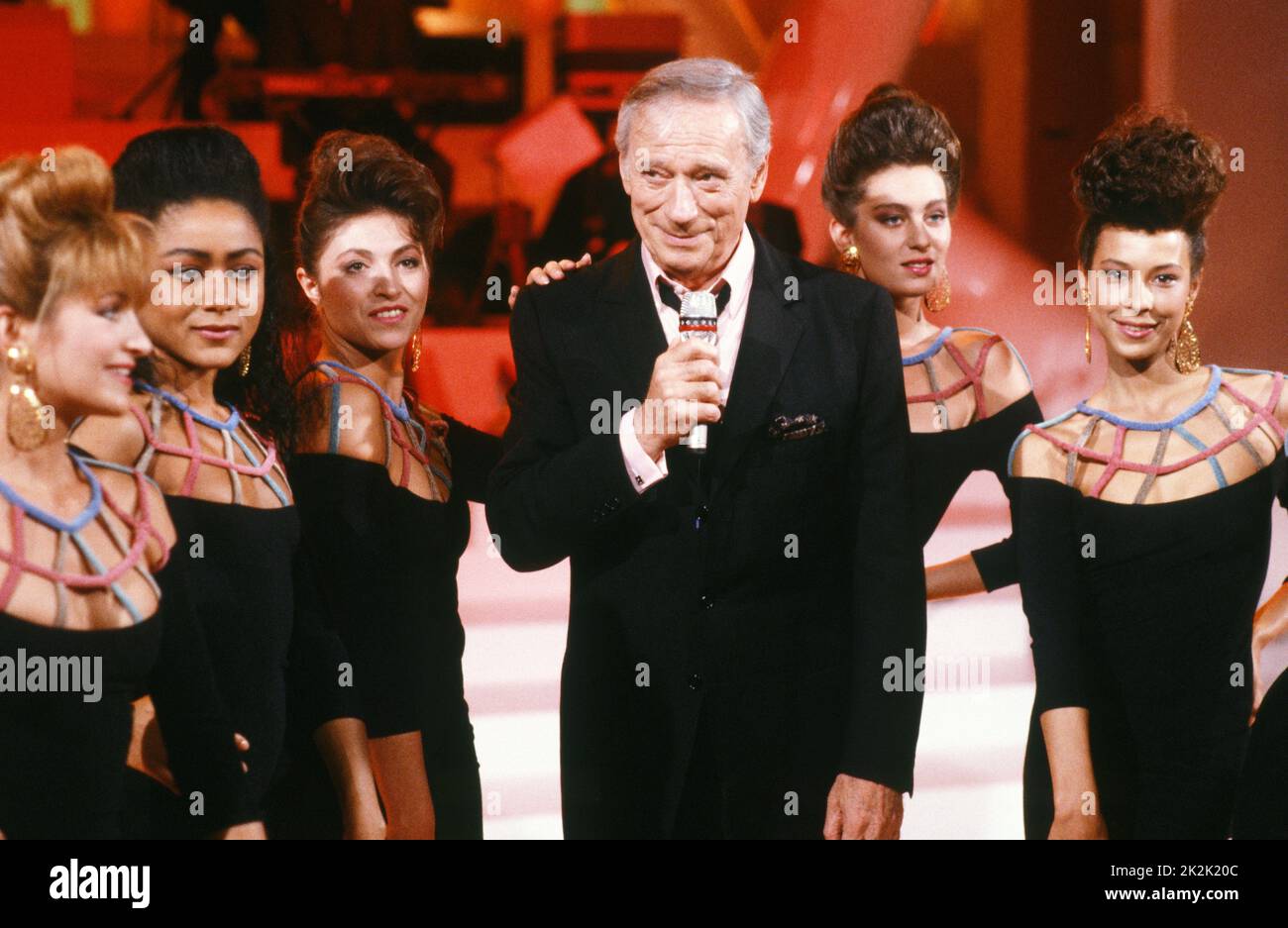 French actor Yves Montand, attending the TV show 'Champs Elysées' on ...