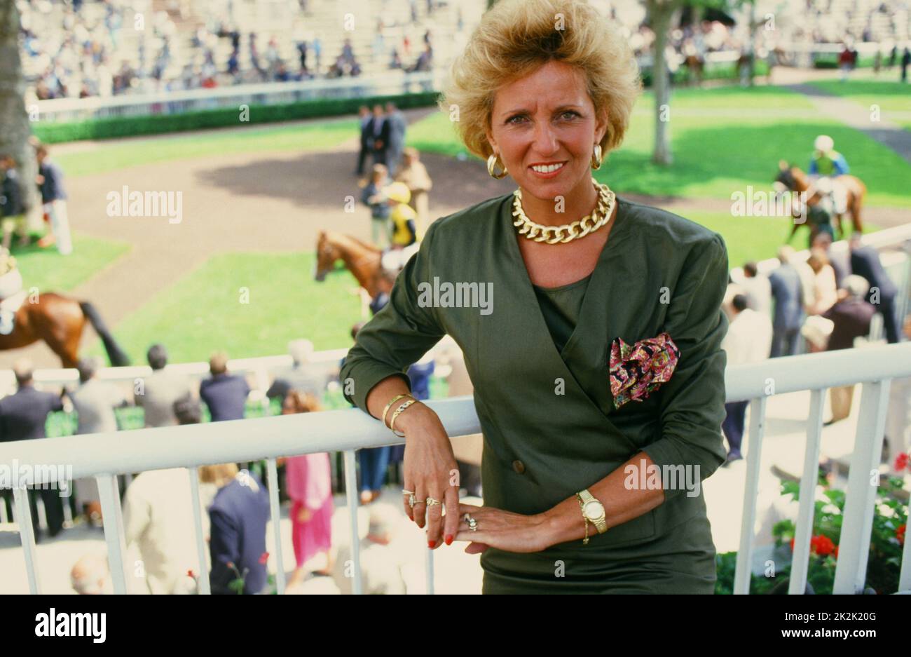 The horse journalist Pierrette Brès at the Longchamp Racecourse. Paris ...
