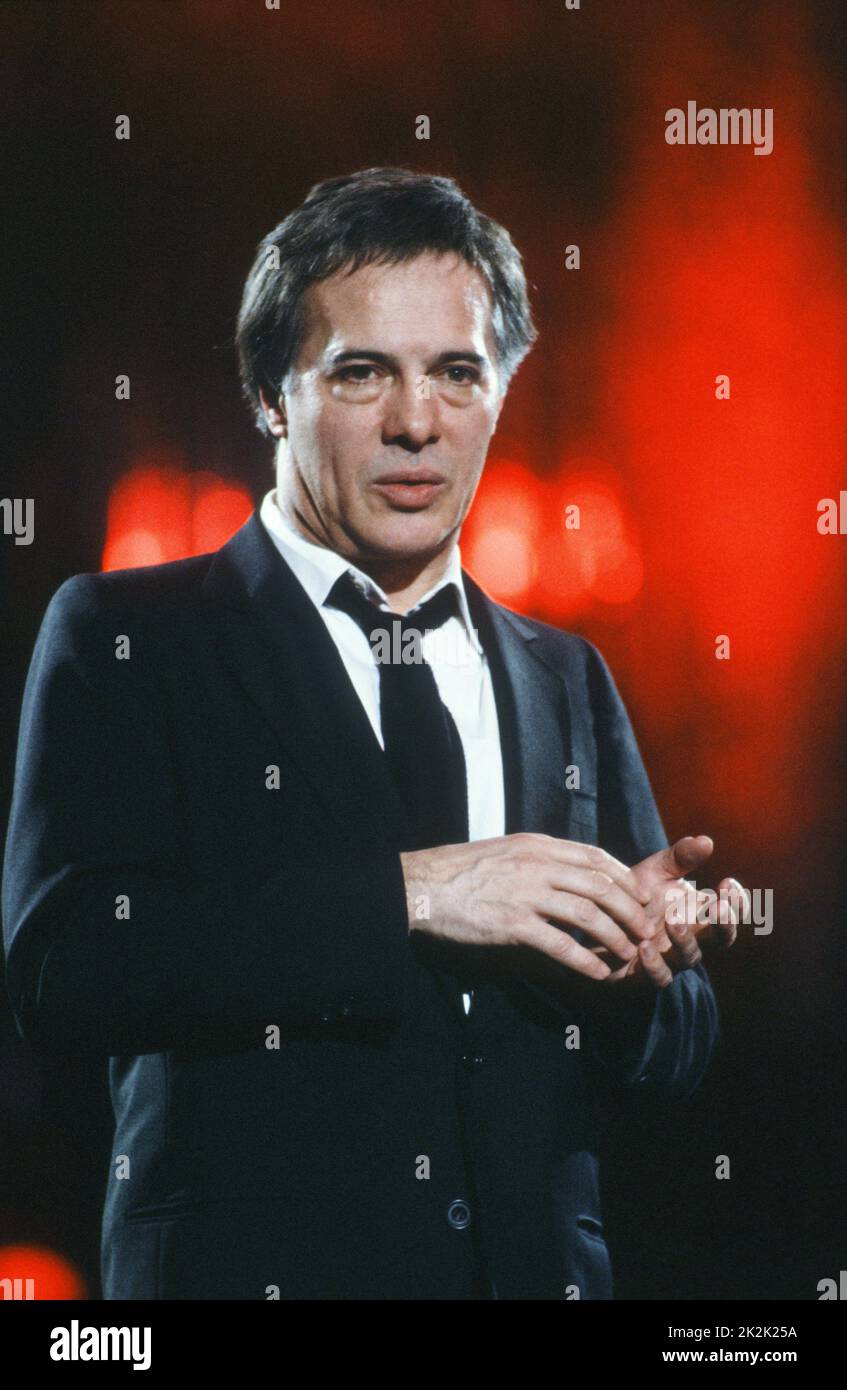 French comedian Guy Bedos on the set of the entertainment TV show ...