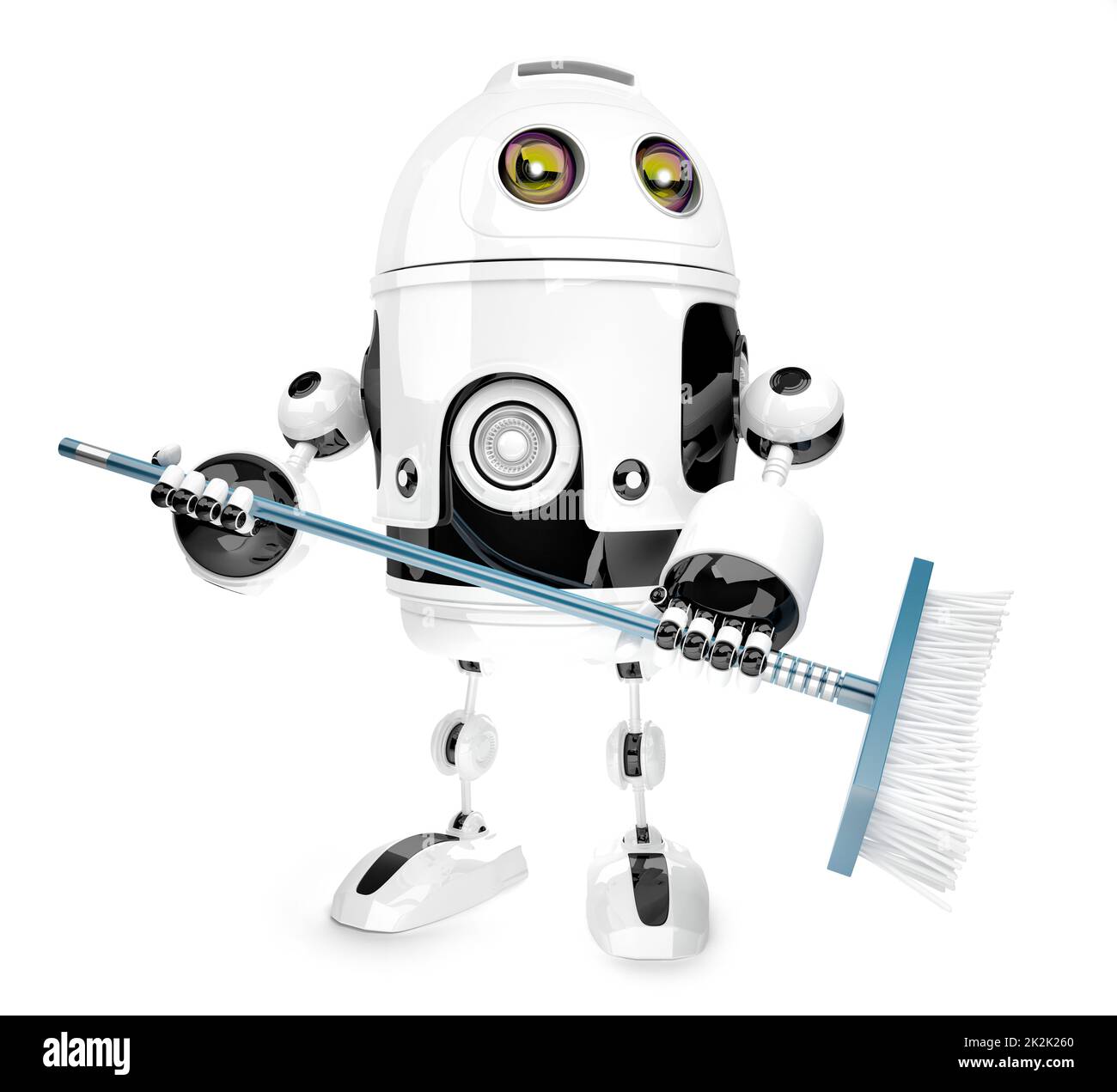 Robot cleaner with mop. Isolated over white. 3D illustration. Contains ...