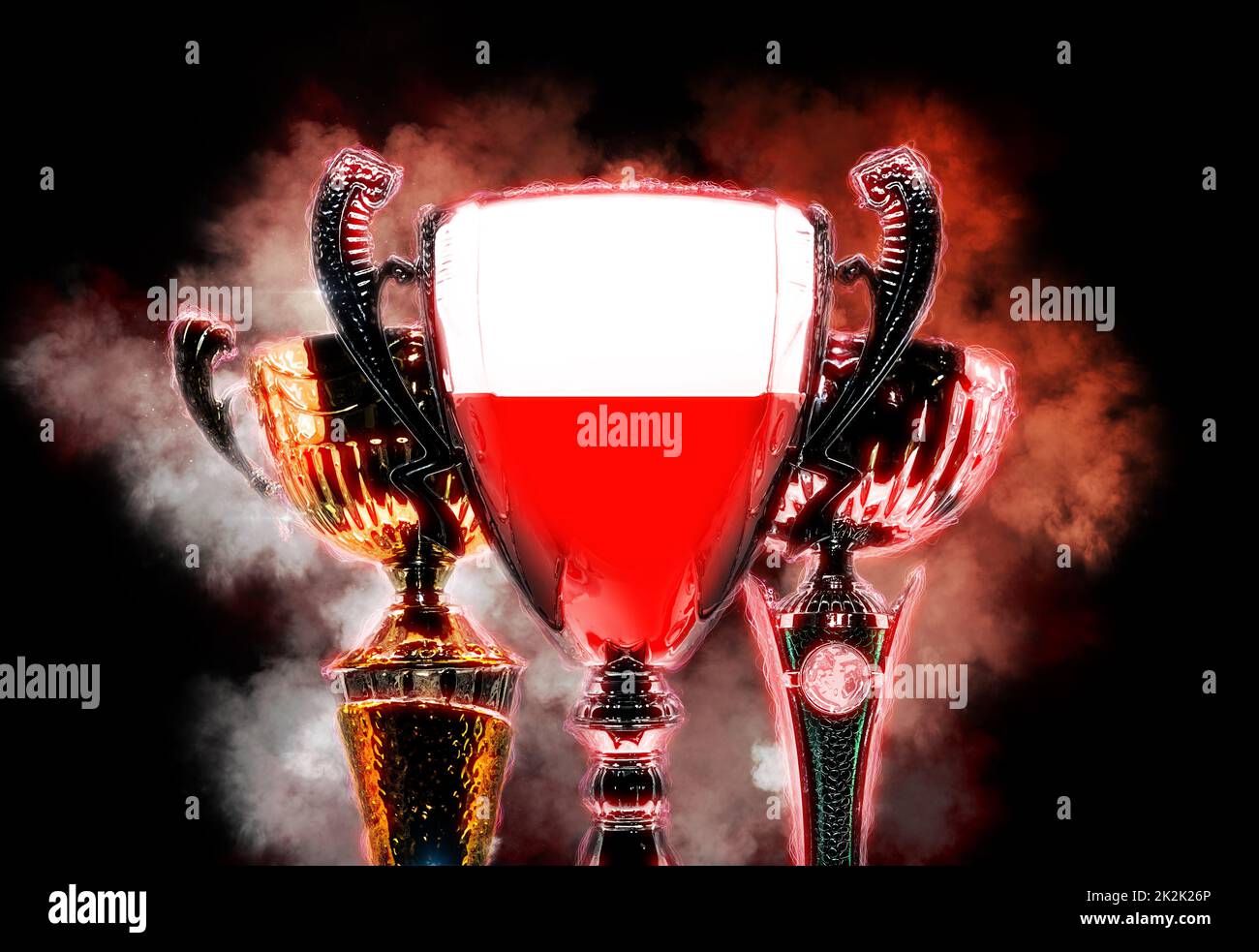 Trophy cup textured with flag of Poland. Digital illustration Stock ...