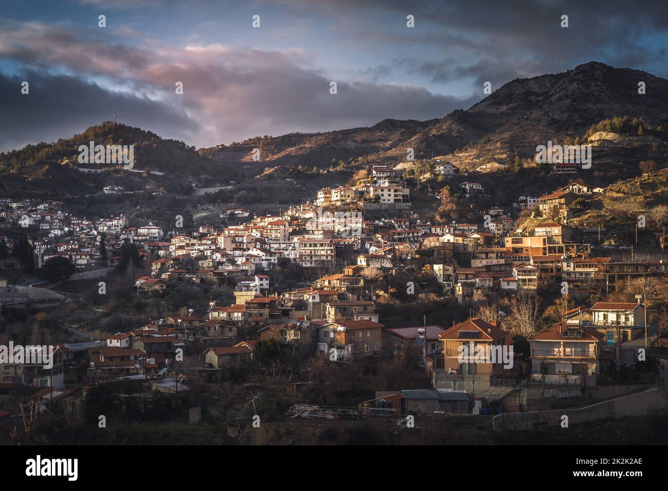 Agros village on top of the Troodos Mountains. Limassol District ...