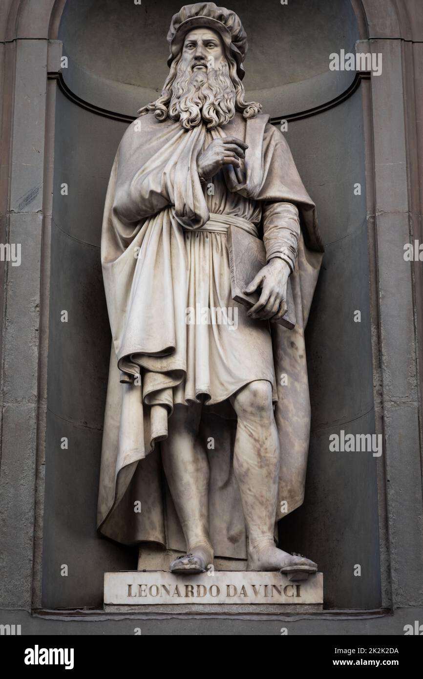 Leonardo da Vinci - Statue of the genius, located in front of Uffizi ...