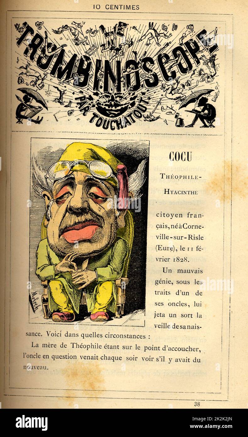 Caricature of cuckholds, in : "Le Trombinoscope" by Touchatout, drawing ...