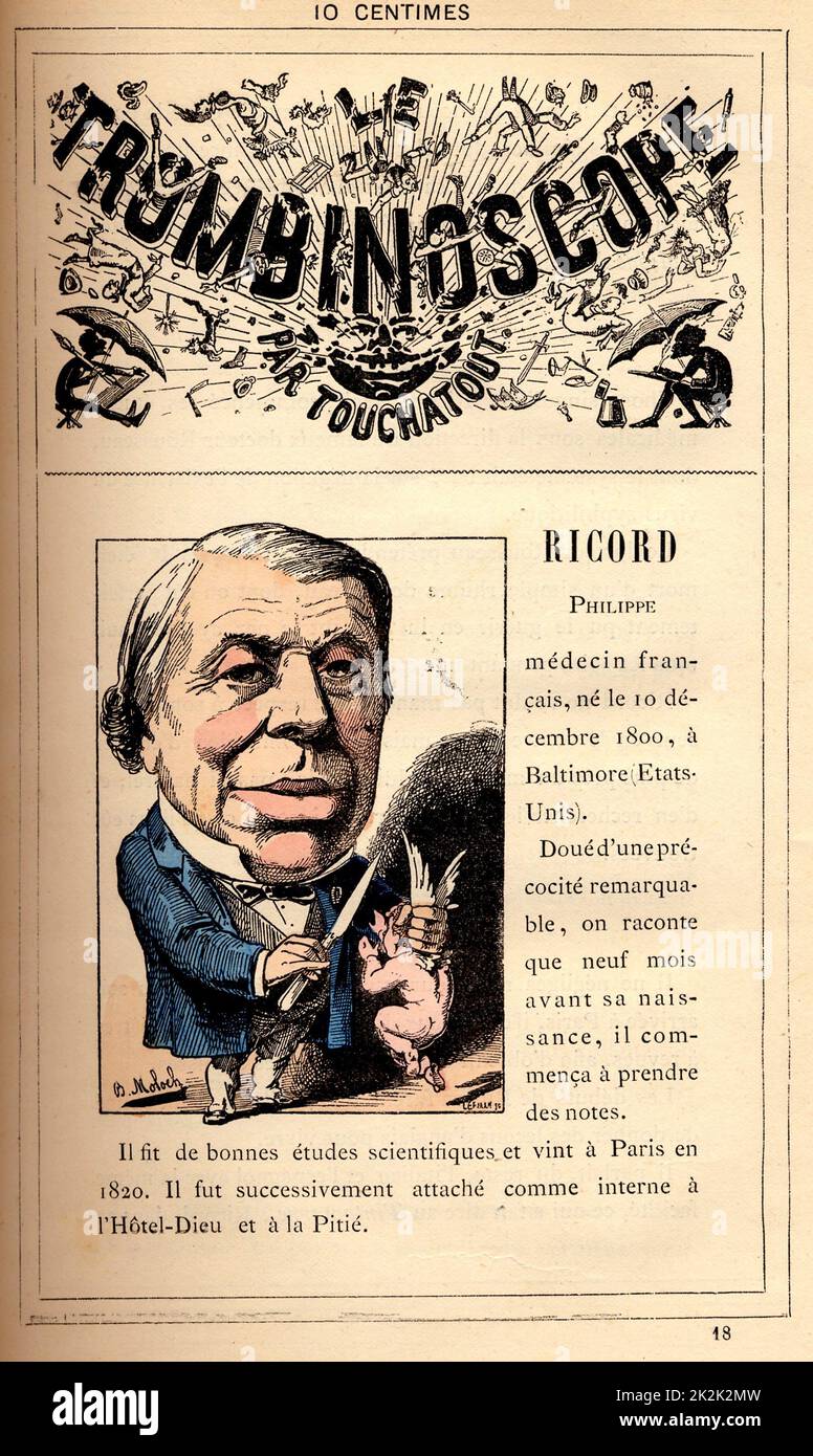 Caricature of Philippe Ricord (né en 1800), in : "Le Trombinoscope" by ...