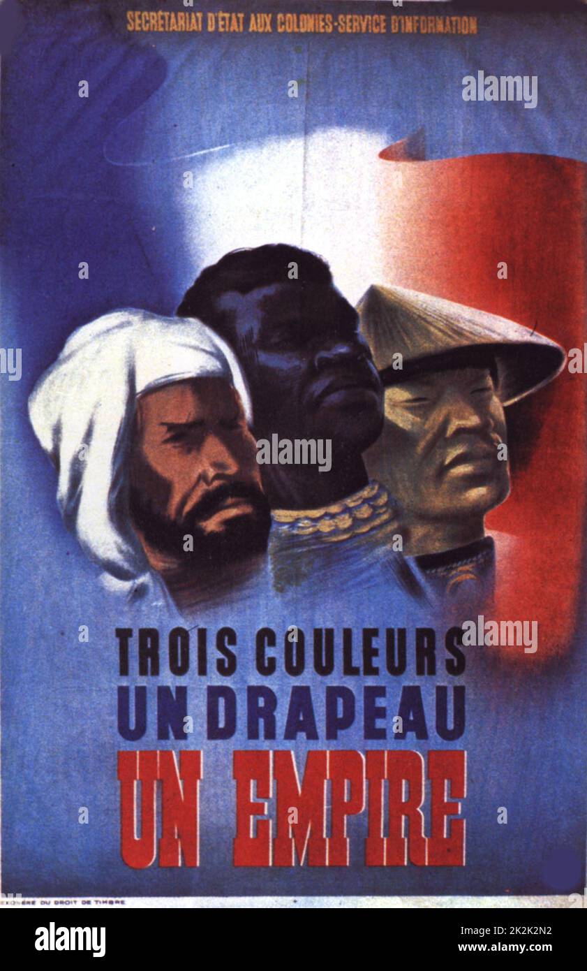 Propaganda poster of the Vichy government: "Three colors, one flag, one ...