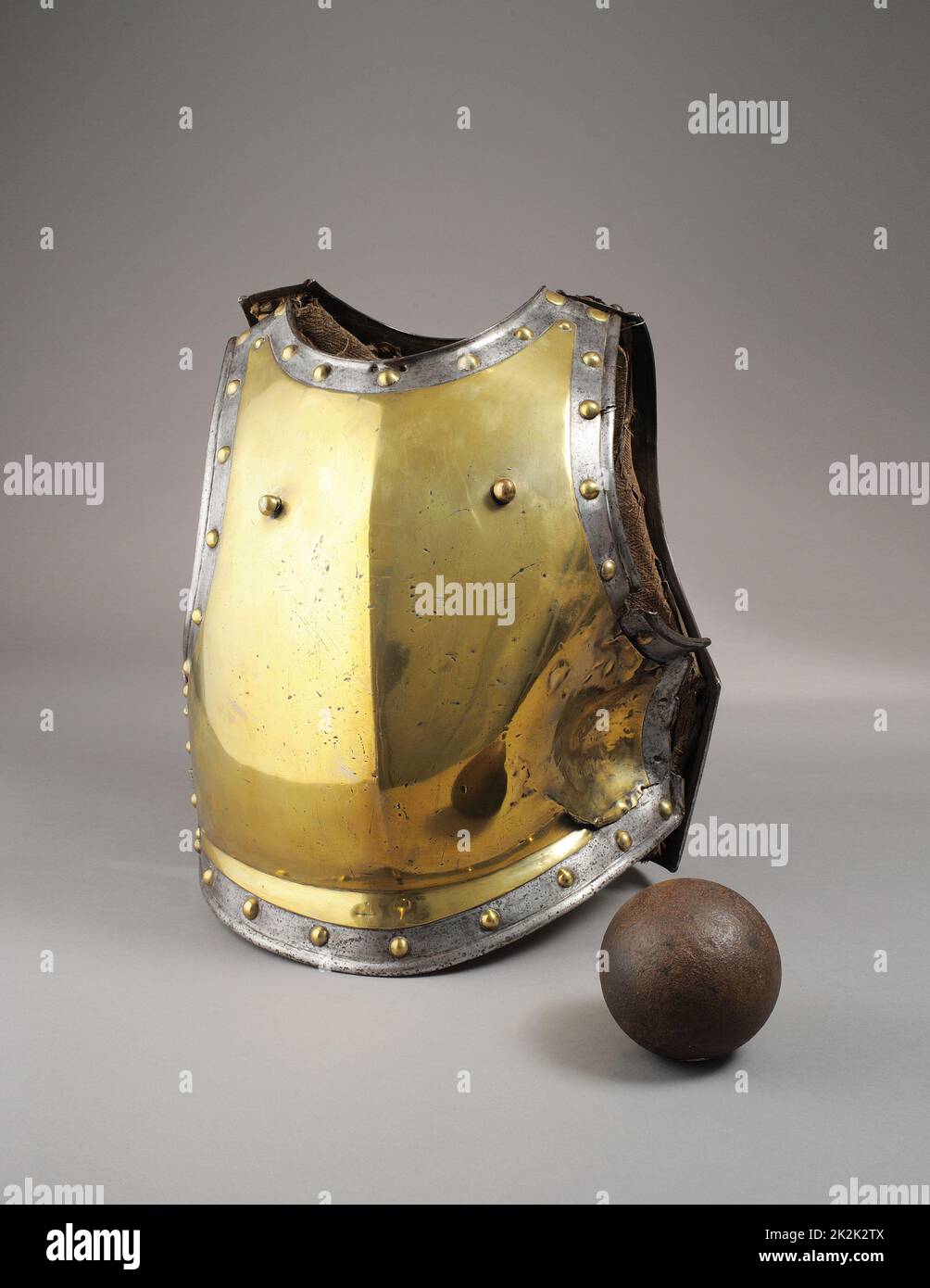 Breastplate of a cavalry soldier with an indent on the left caused by ...