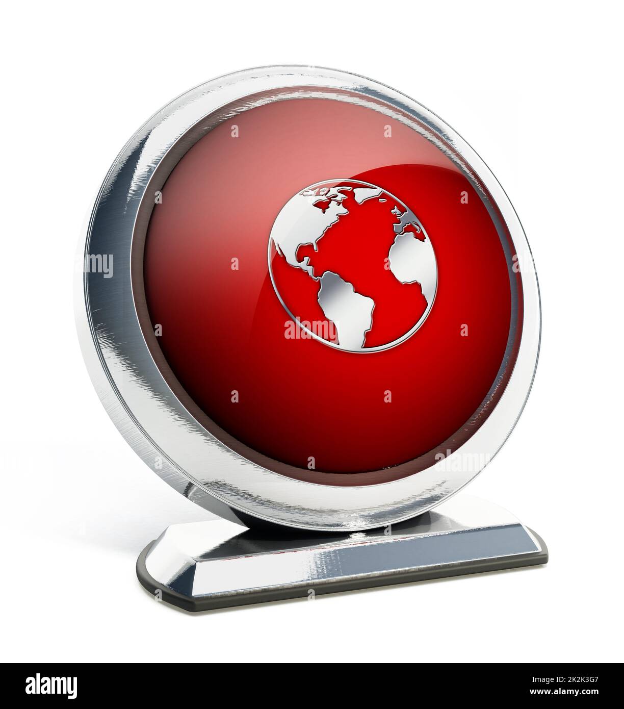 Glossy red button with lightbulb symbol. 3D illustration Stock Photo ...