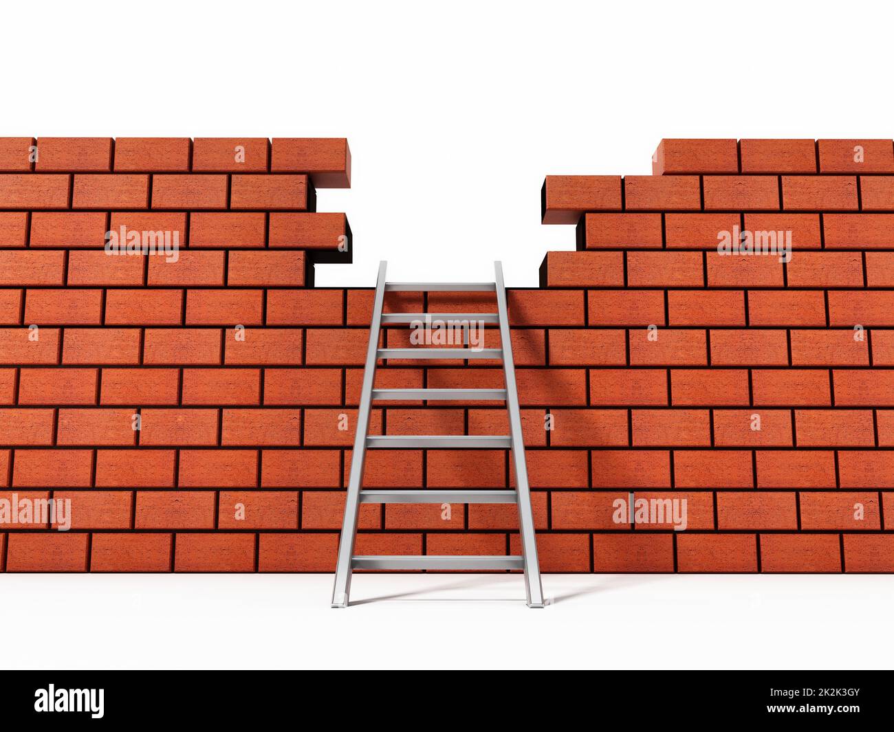 Metal ladder on brick wall. 3D illustration Stock Photo - Alamy