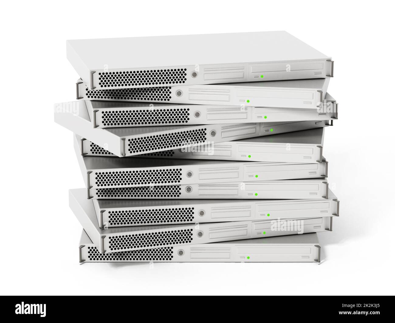 White data server units isolated on white background. 3D illustration ...