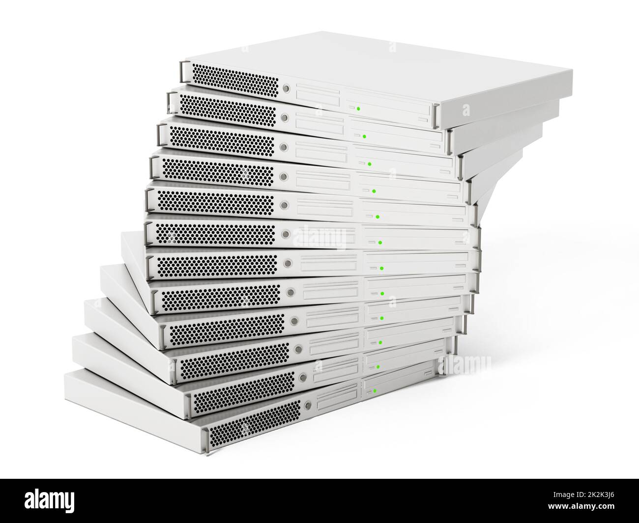 DNA shaped data server units isolated on white background. 3D ...