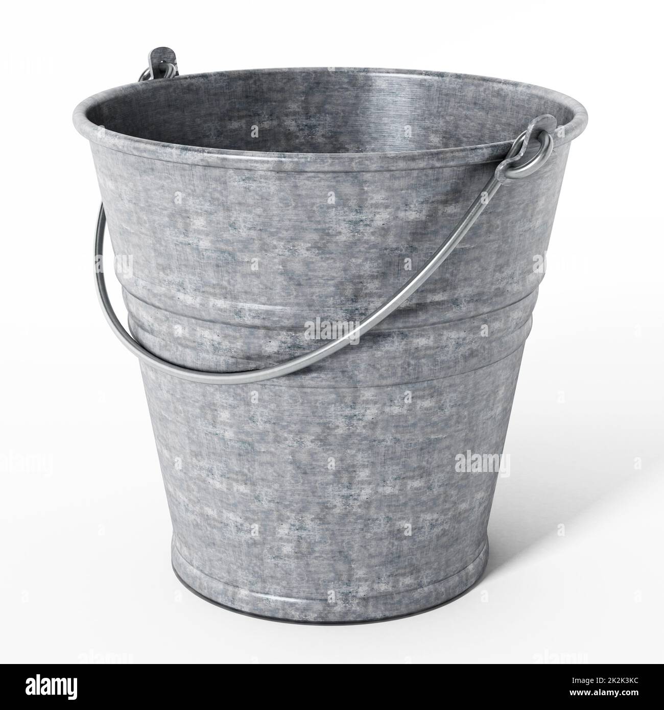 Empty metal bucket isolated on white background. 3D illustration Stock ...