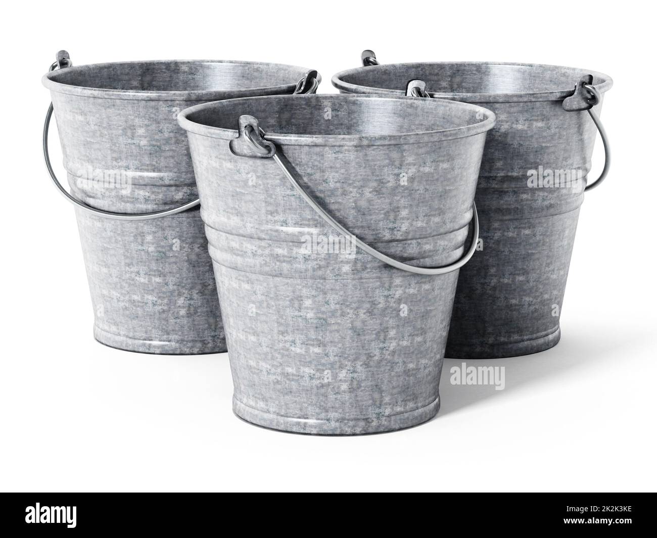 Empty metal bucket isolated on white background. 3D illustration Stock ...