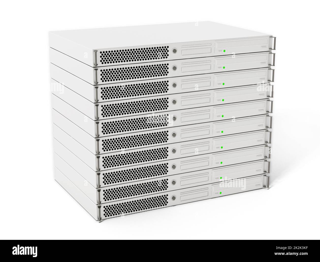 White data server units isolated on white background. 3D illustration ...