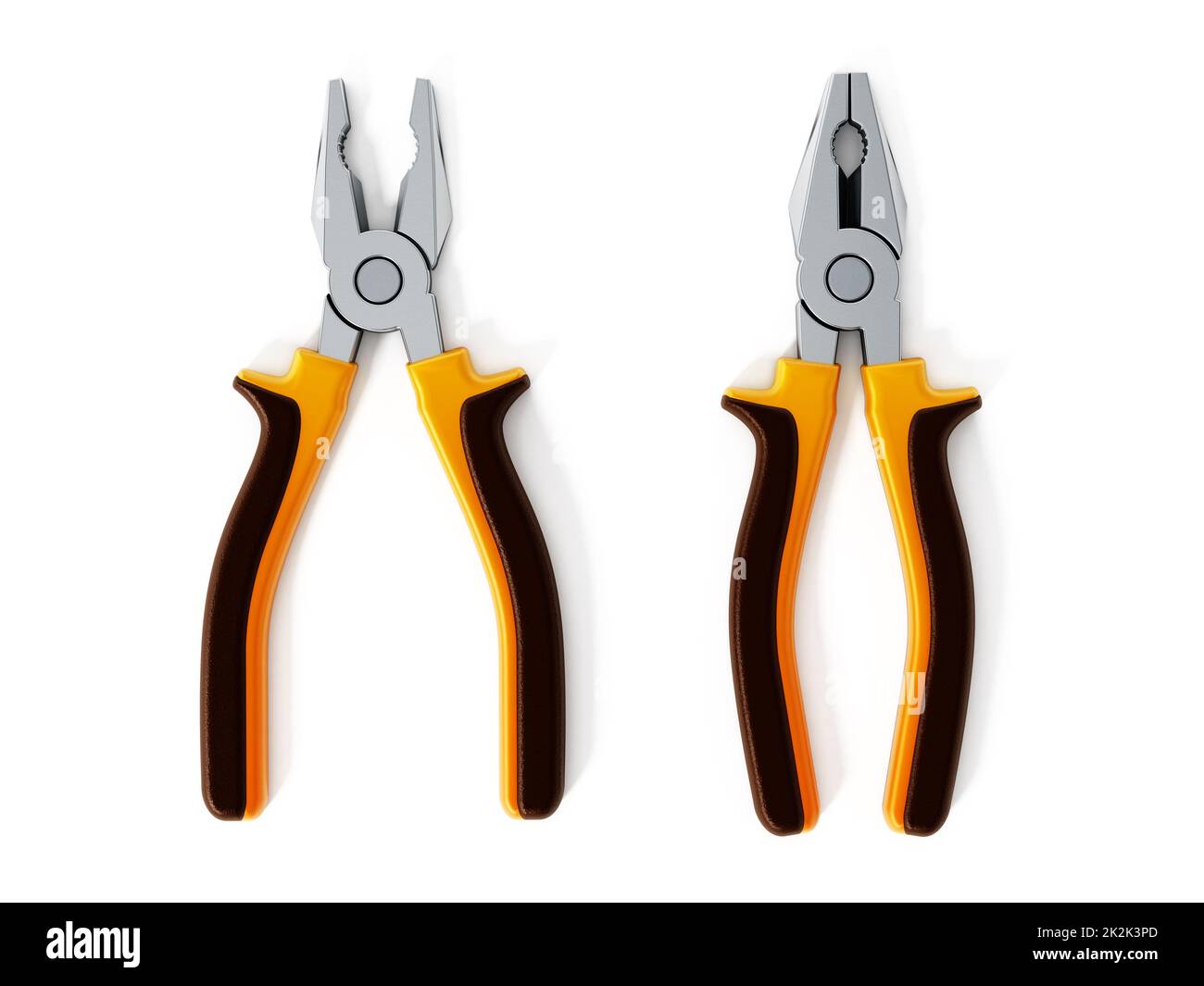 Open and closed pliers isolated on white background. 3D illustration ...