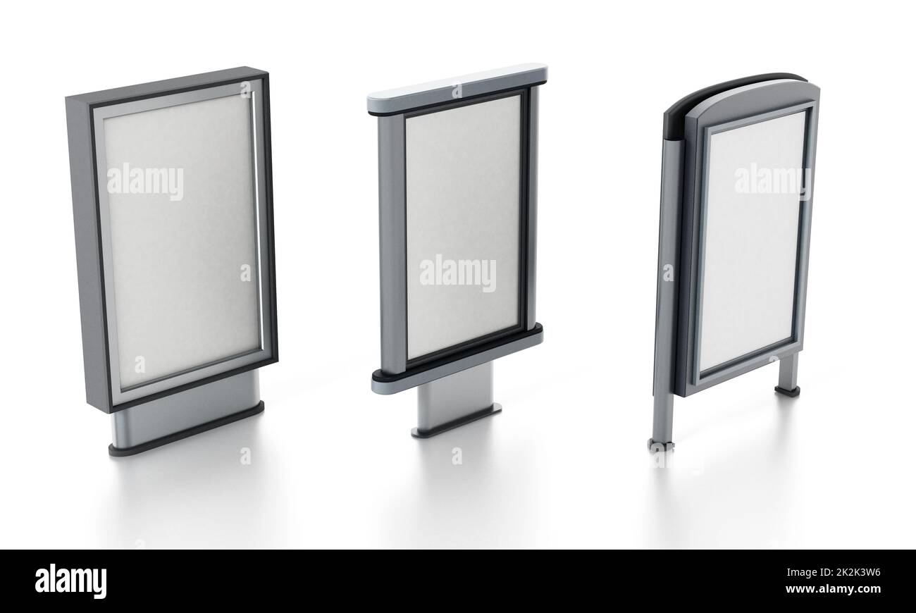 CLP City light poster stands isolated on white background. 3D ...