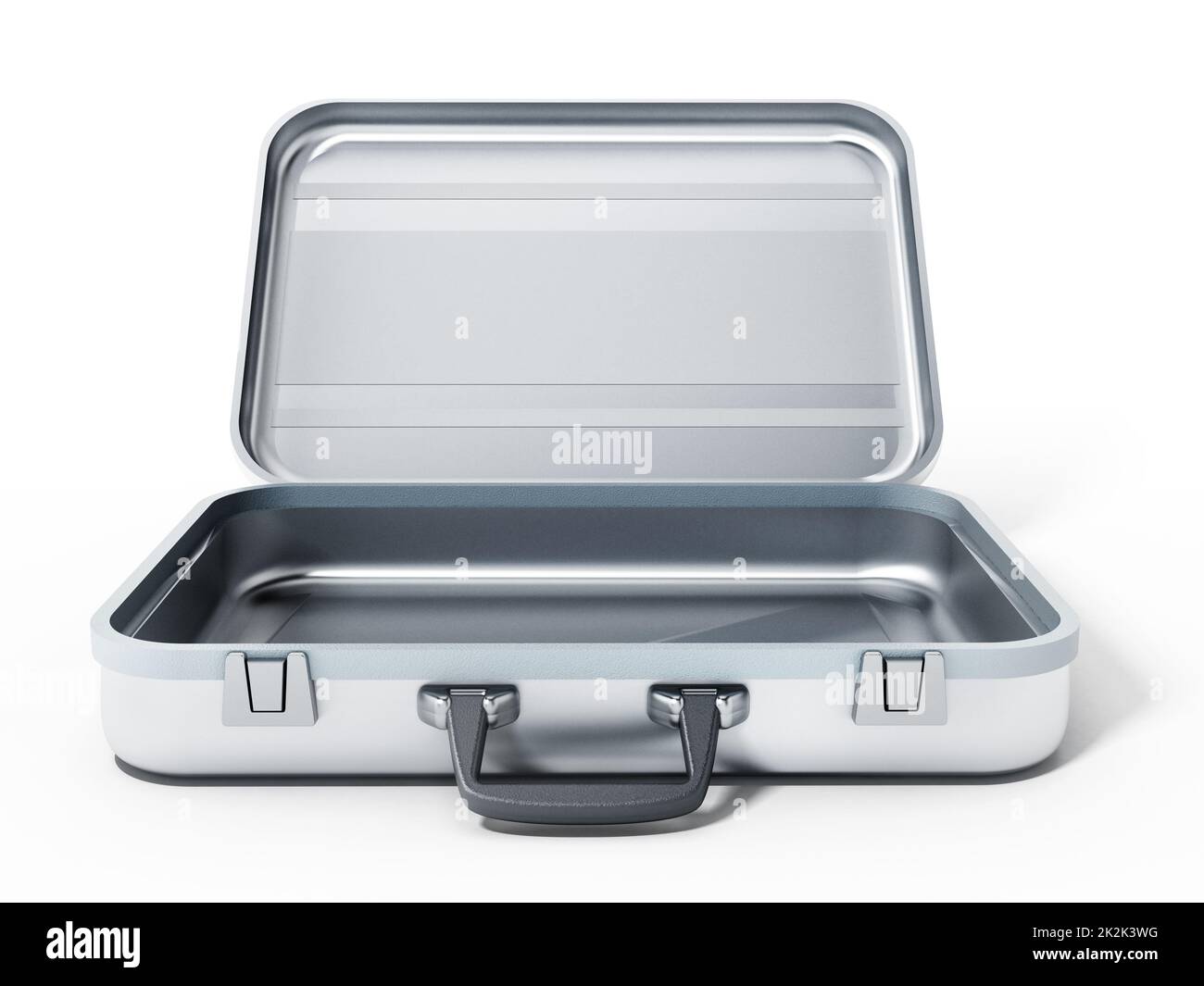 Open metal briefcase isolated on white background. 3D illustration ...
