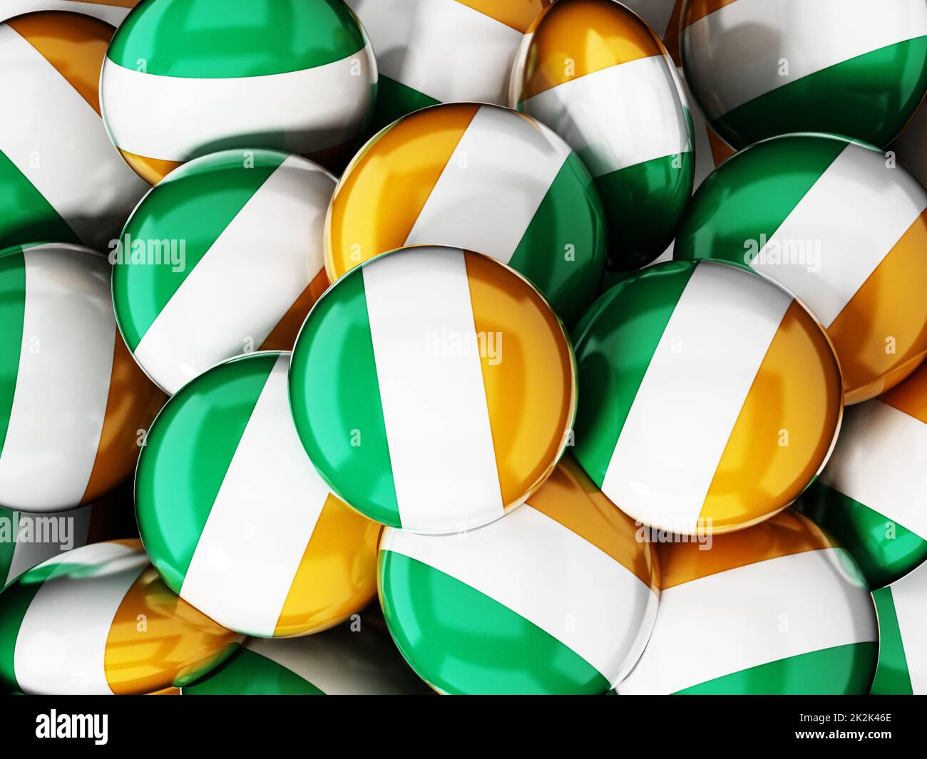 Stack of buttons with irish flag. 3D illustration Stock Photo - Alamy