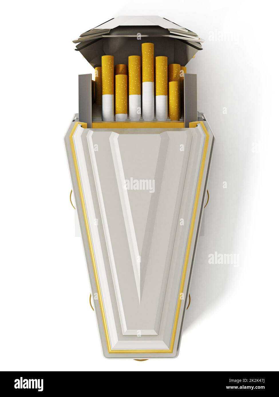 Cigarettes inside white coffin. 3D illustration Stock Photo - Alamy