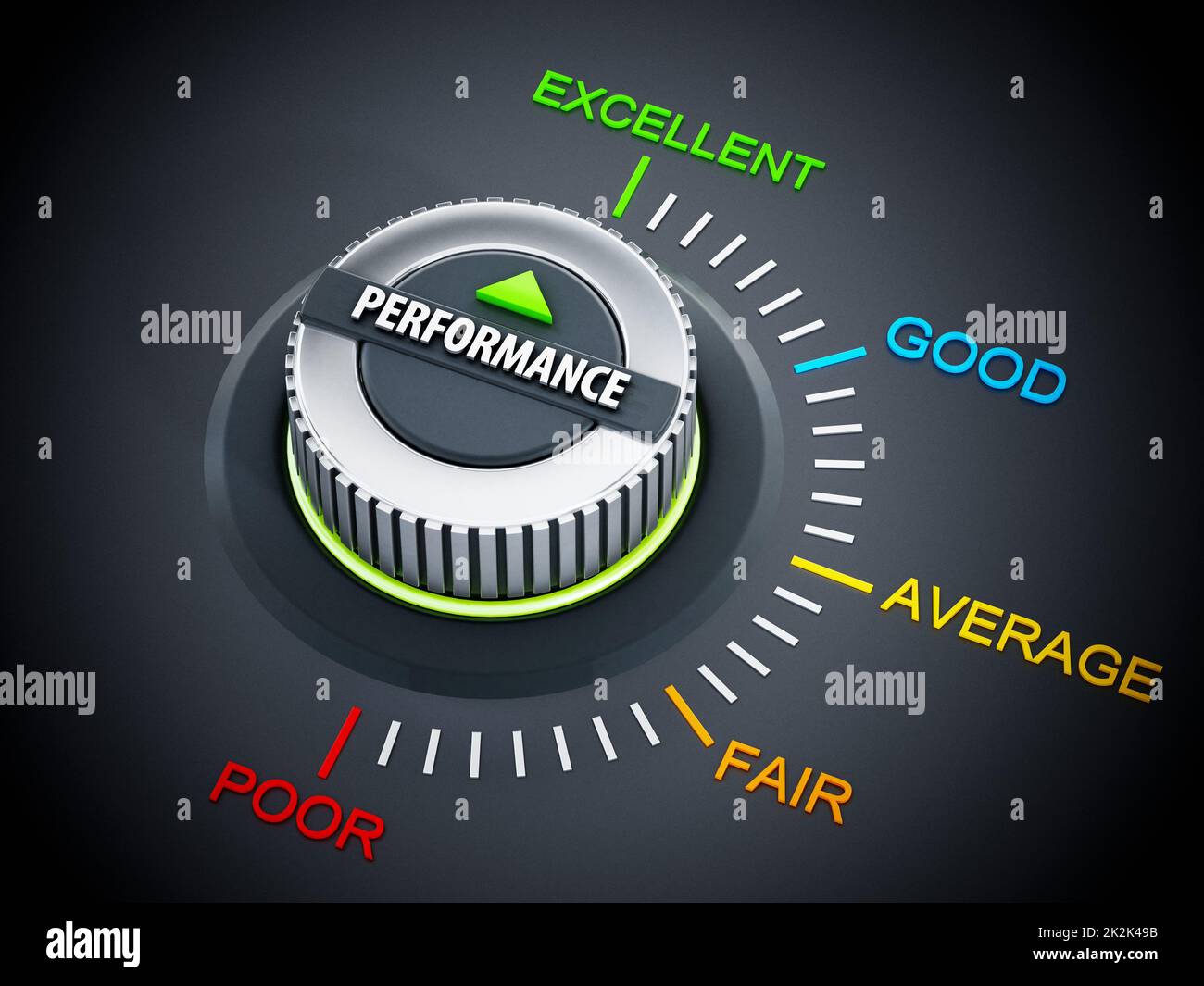Performance dial button. 3D illustration Stock Photo - Alamy