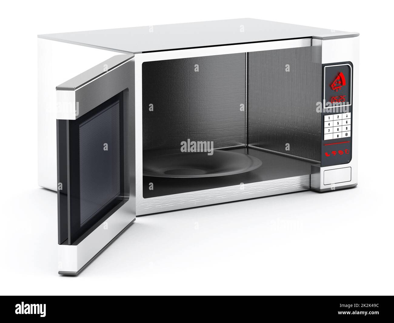 Microwave oven with half open cover. 3D illustration Stock Photo - Alamy