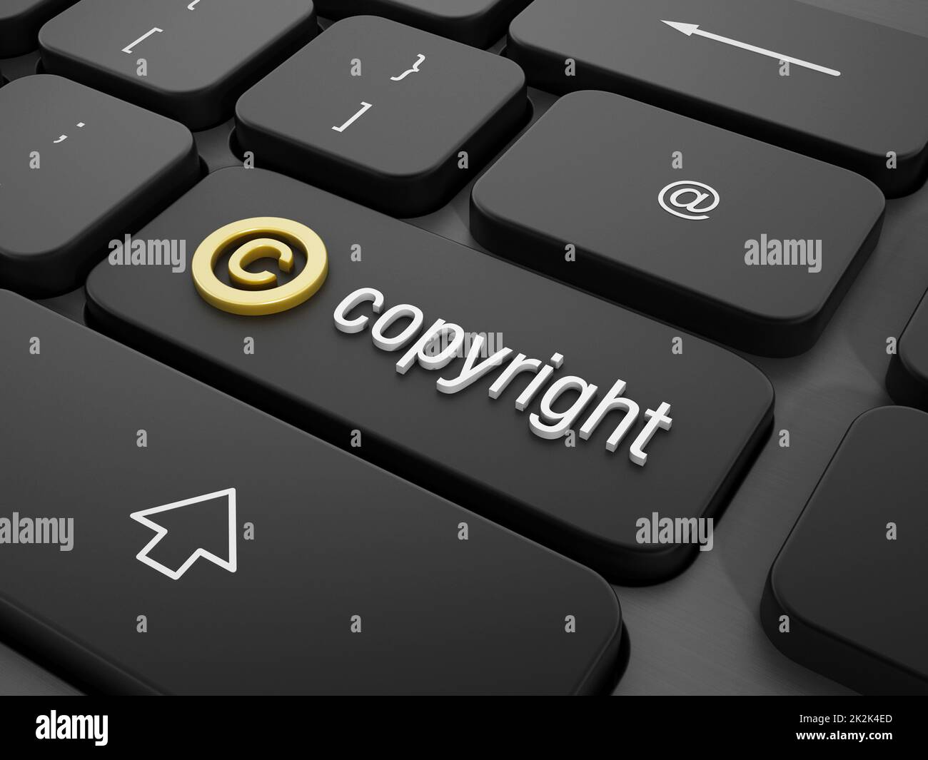 Copyright symbol and text on keyboard key. 3D illustration Stock Photo ...