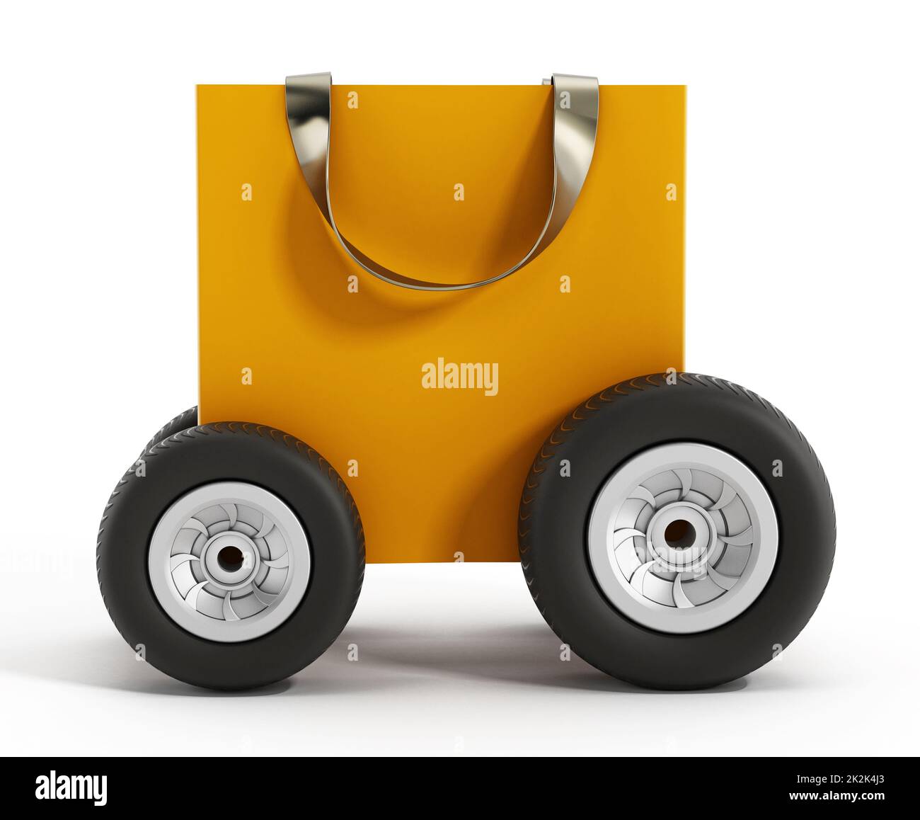 Shopping bag with wheels. Speed delivery concept. 3D illustration Stock ...
