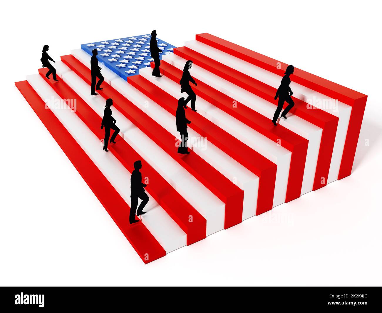 American flag with stripes arranged as ladders. 3D illustration Stock ...