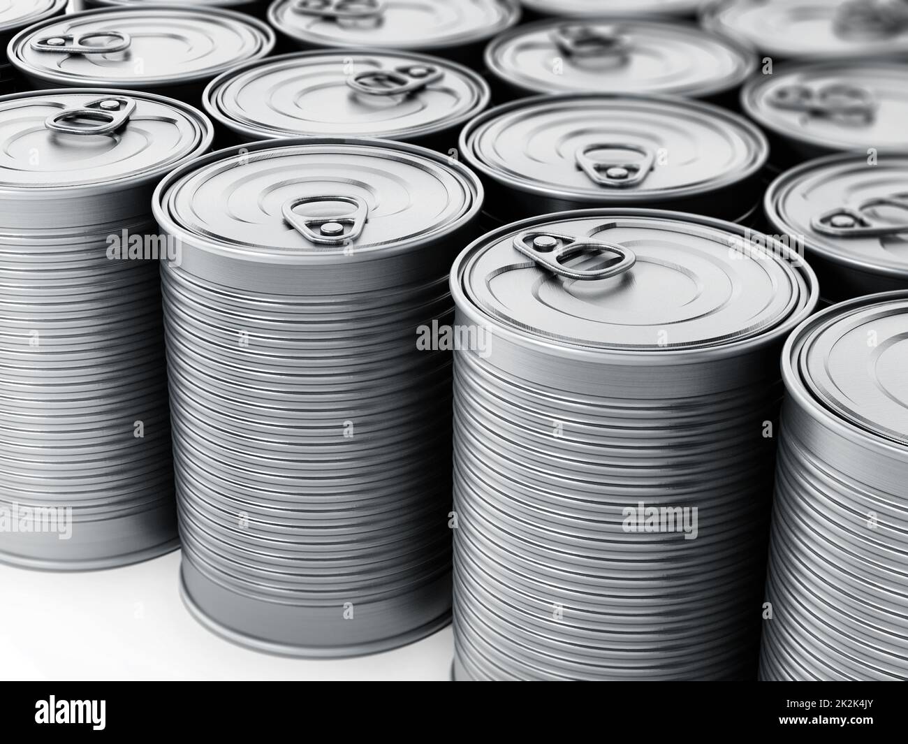 Stacked tin cans isolated on white background. 3D illustration Stock ...