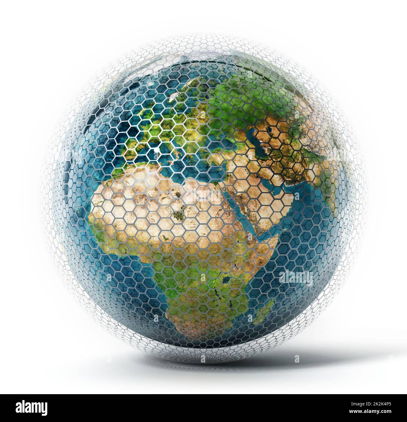 Earth covered with hexagonal tiles. 3D illustration Stock Photo - Alamy Earth covered with hexagonal tiles. 3D illustration Stock Photo - Alamy