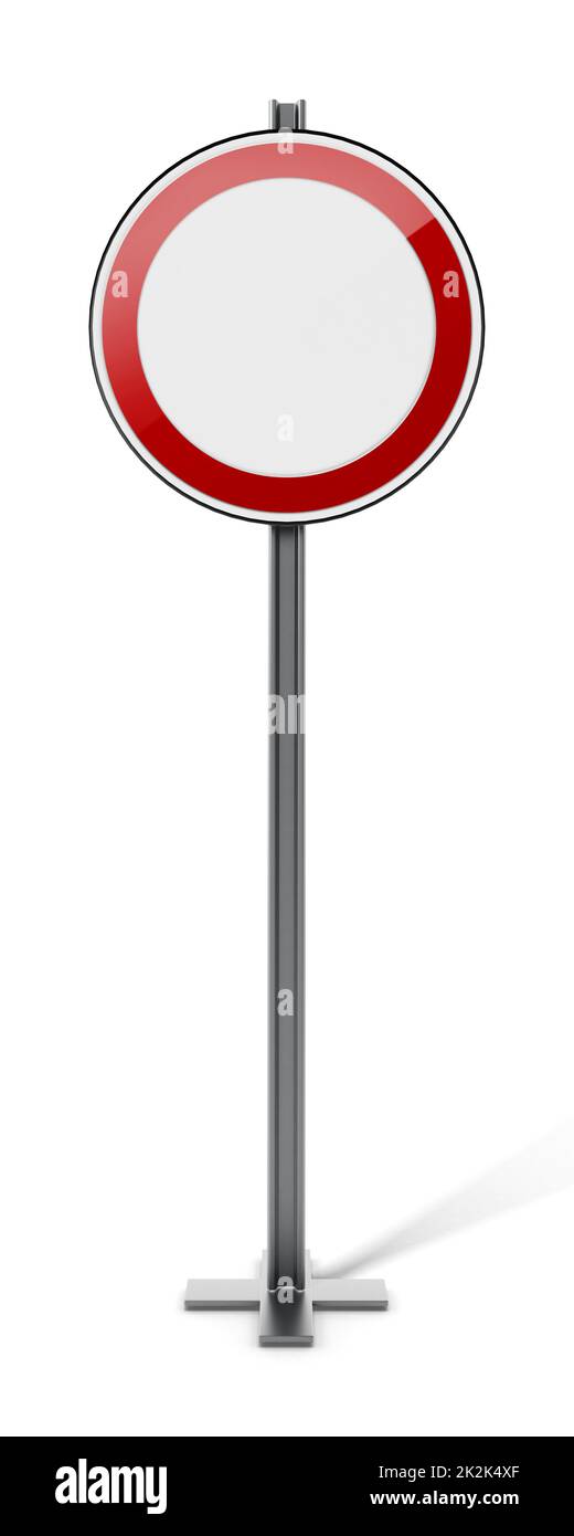 Blank round traffic sign isolated on white background. 3D illustration ...