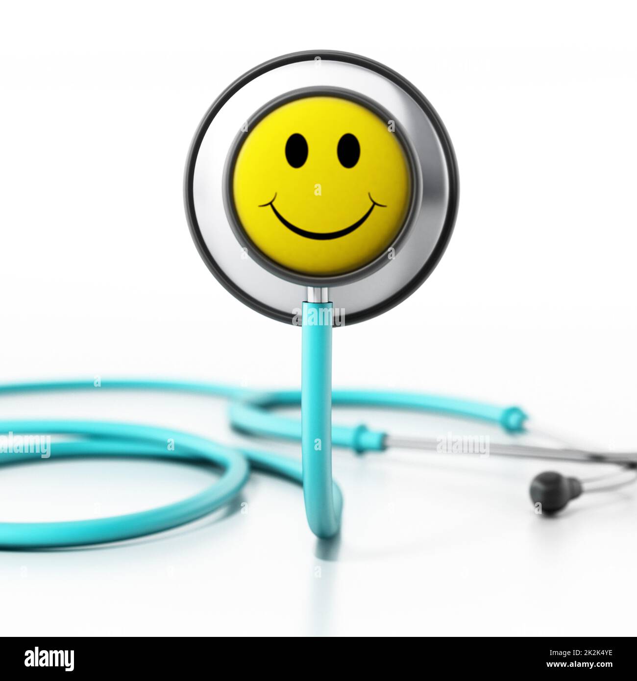 Stethoscope with smiling face isolated on white background. 3D ...