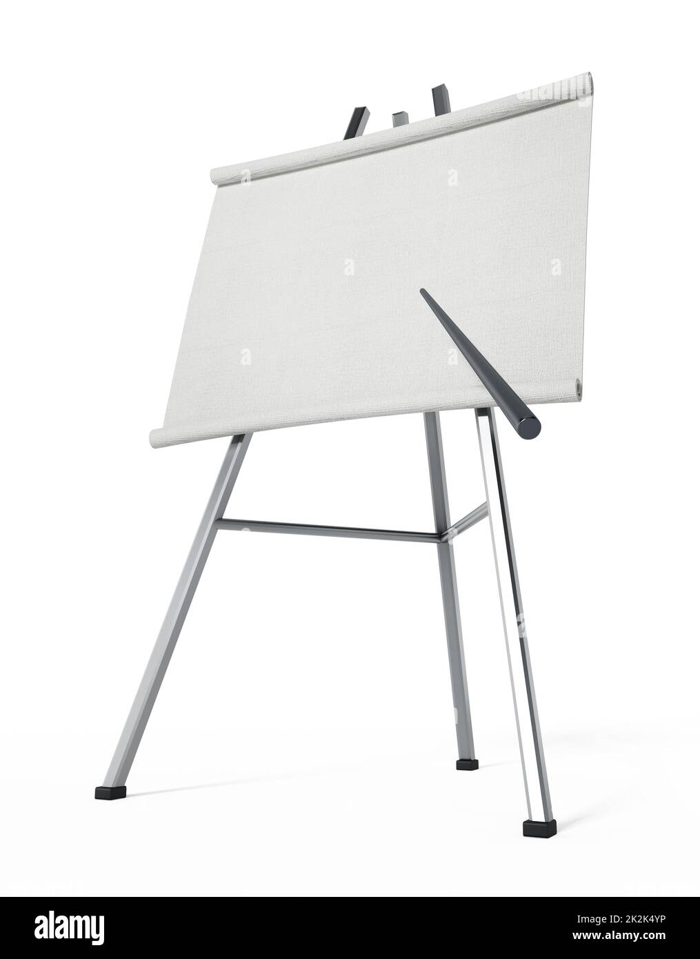 Presentation board and pointer isolated on white background. 3D ...