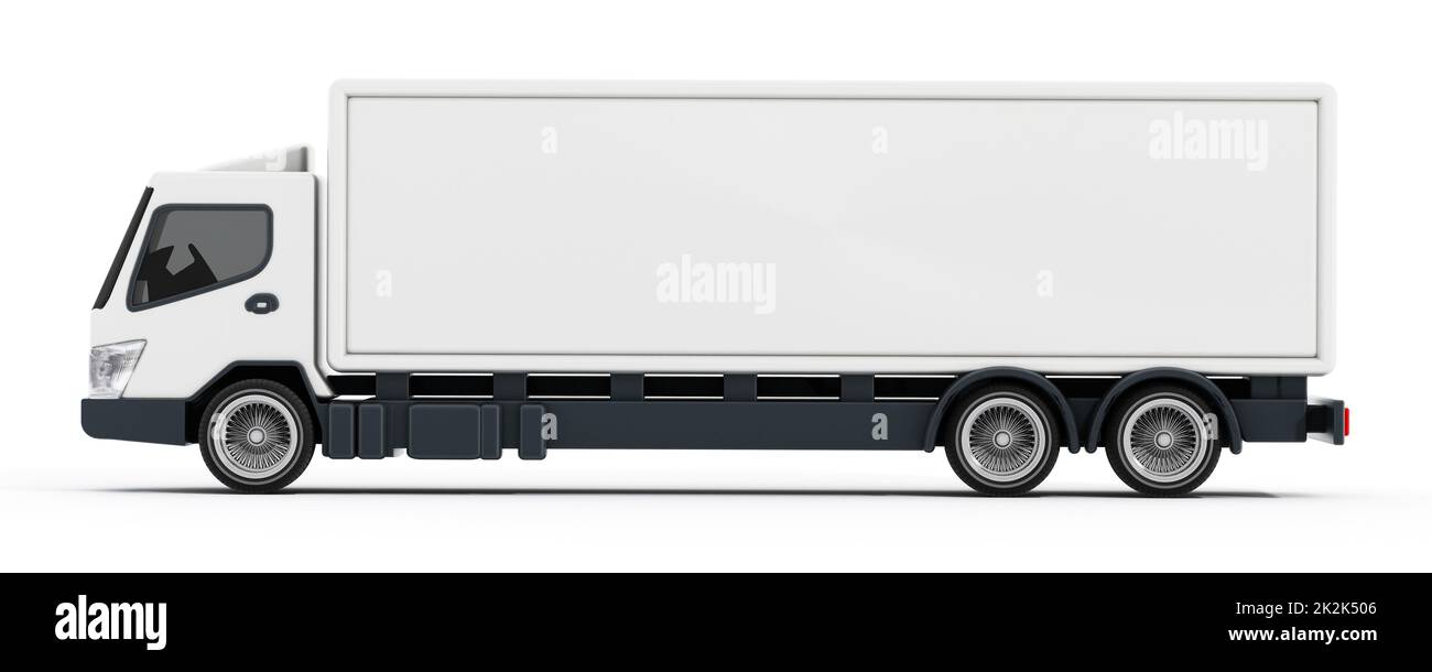 Truck with white blank trailer. 3D illustration Stock Photo - Alamy