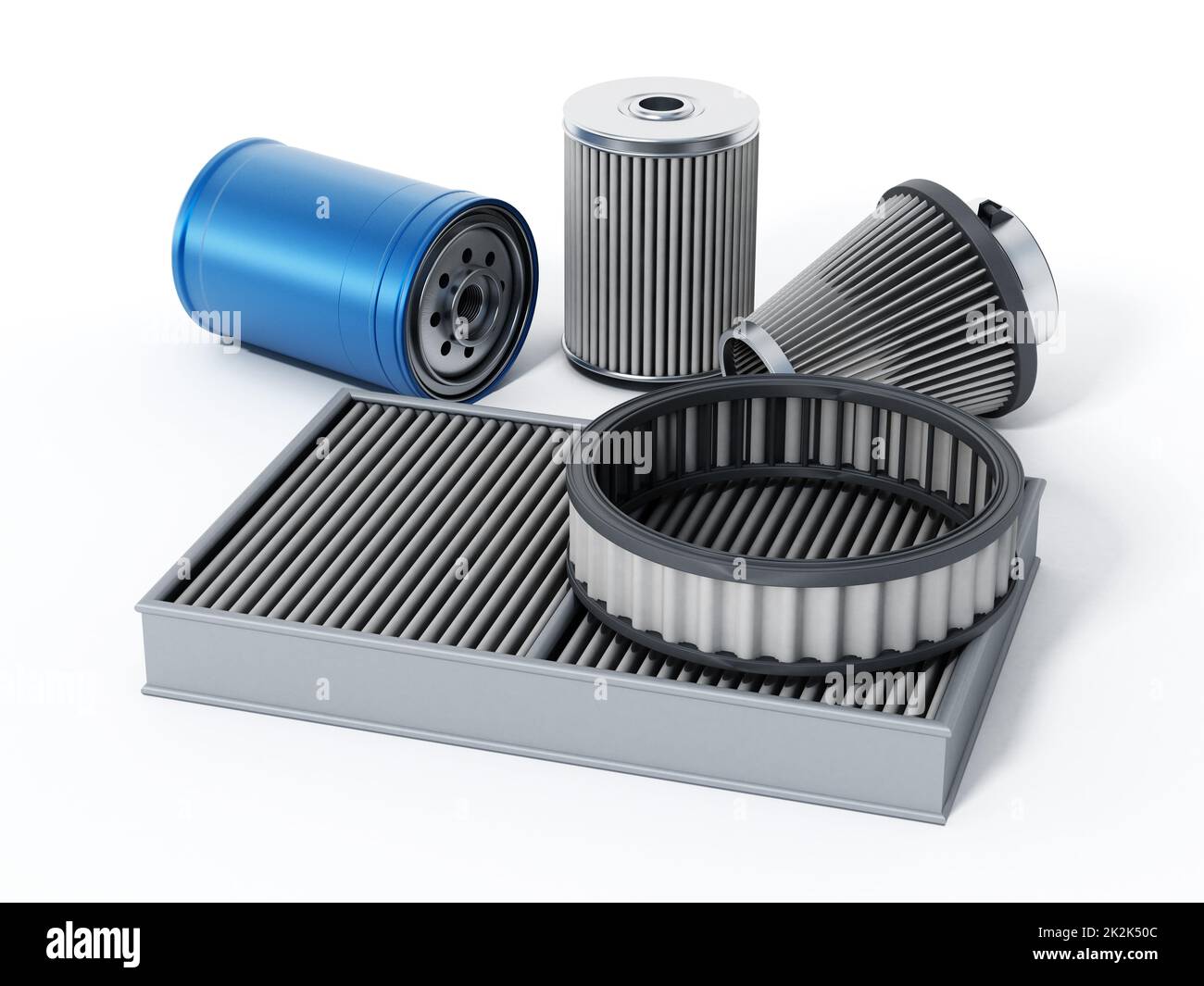 Car spare oil and air filters. 3D illustration Stock Photo - Alamy