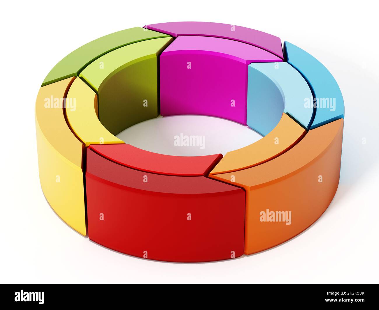 Rotating multi colored arrows forming a circle. 3D illustration Stock ...