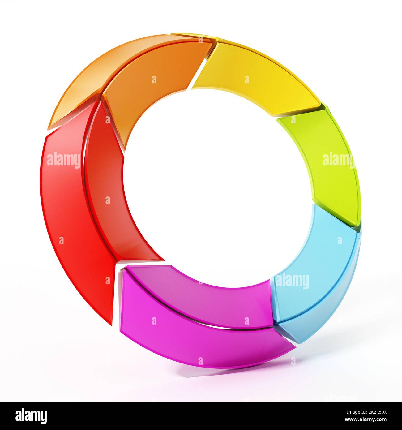 Rotating multi colored arrows forming a circle. 3D illustration Stock ...