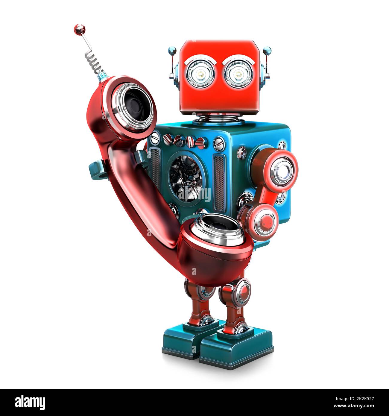 Retro robot with phone tube. Isolated. Contains clipping path Stock ...
