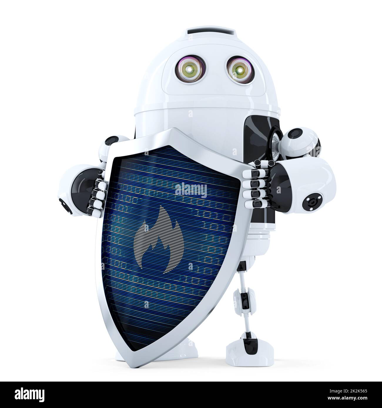 Robot with shield. Firewall protection concept. Isolated. Contains ...