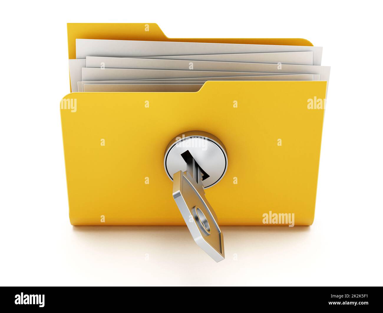 Key on locked yellow folder. 3D illustration Stock Photo - Alamy