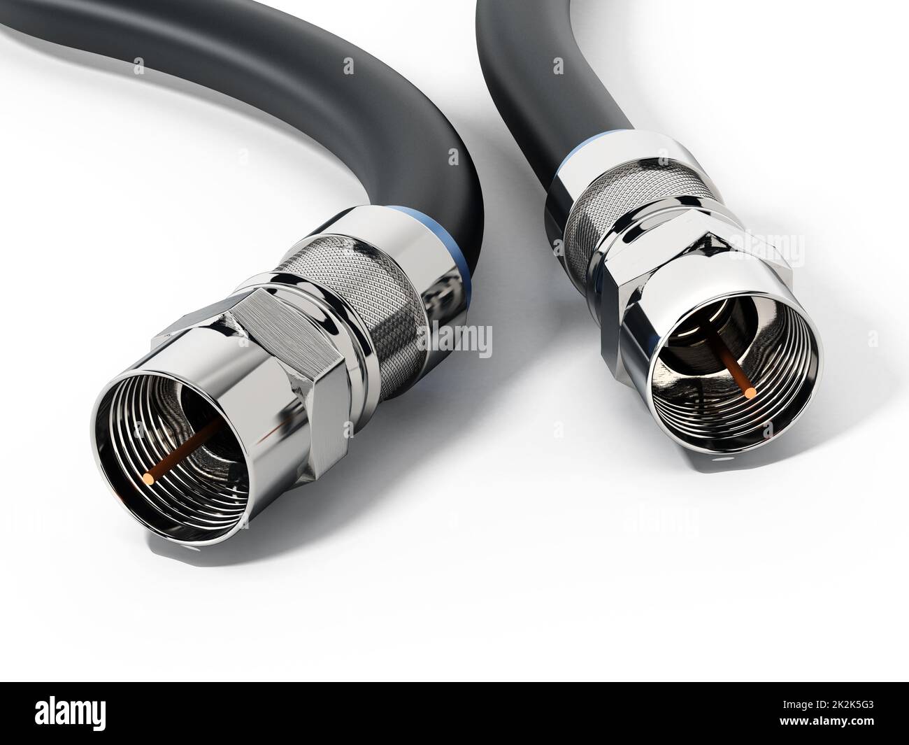 A pair of coaxial cables isolated on white background. 3D illustration ...