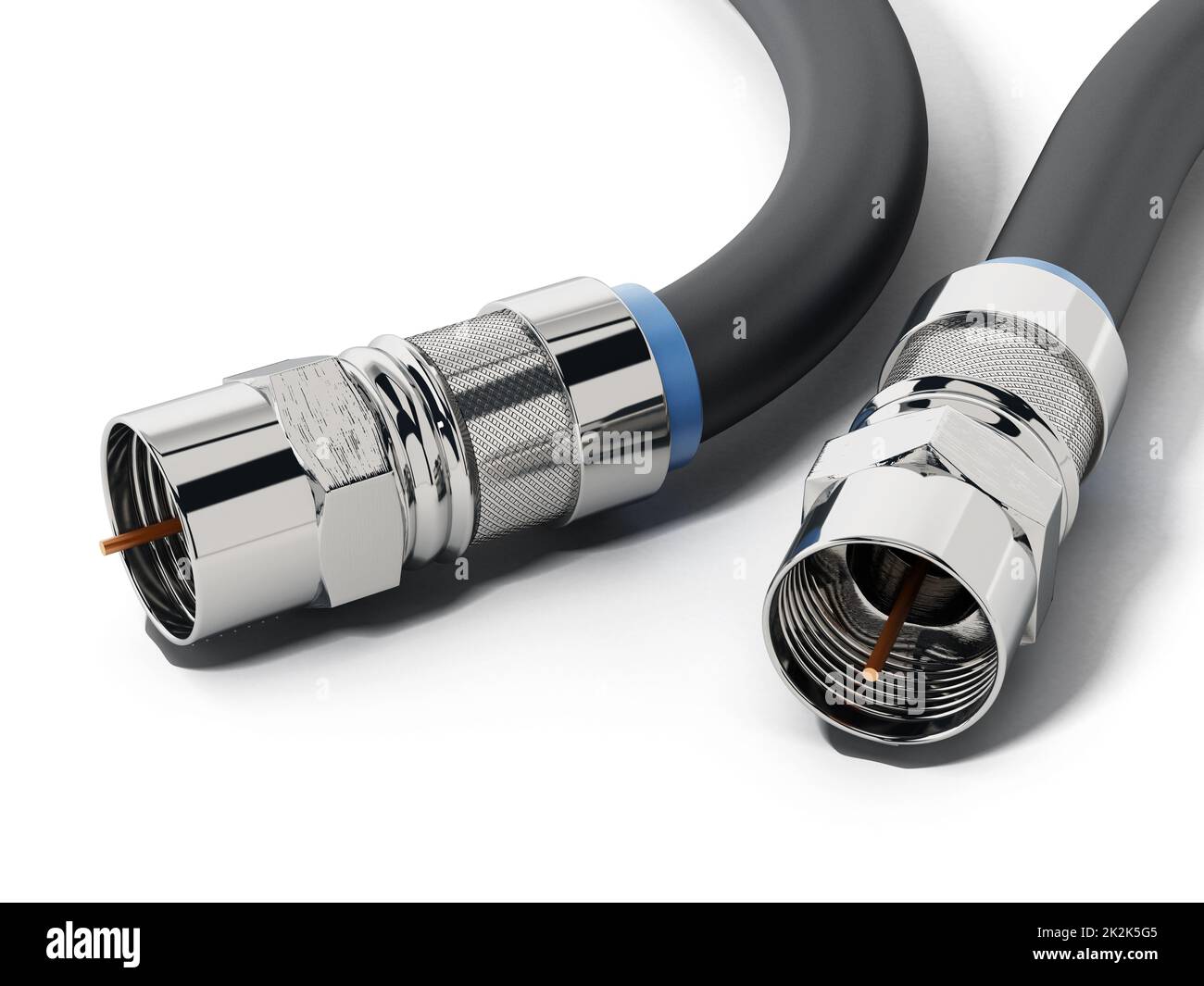 A pair of coaxial cables isolated on white background. 3D illustration ...