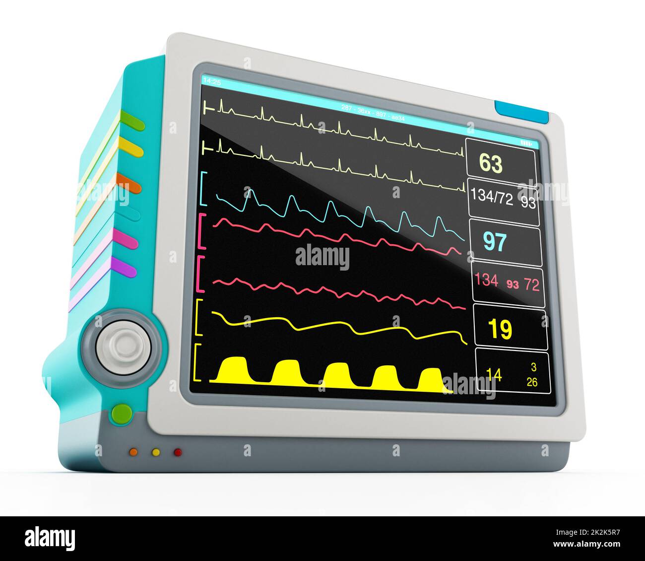 Medical monitor showing vital health information. 3D illustration Stock ...